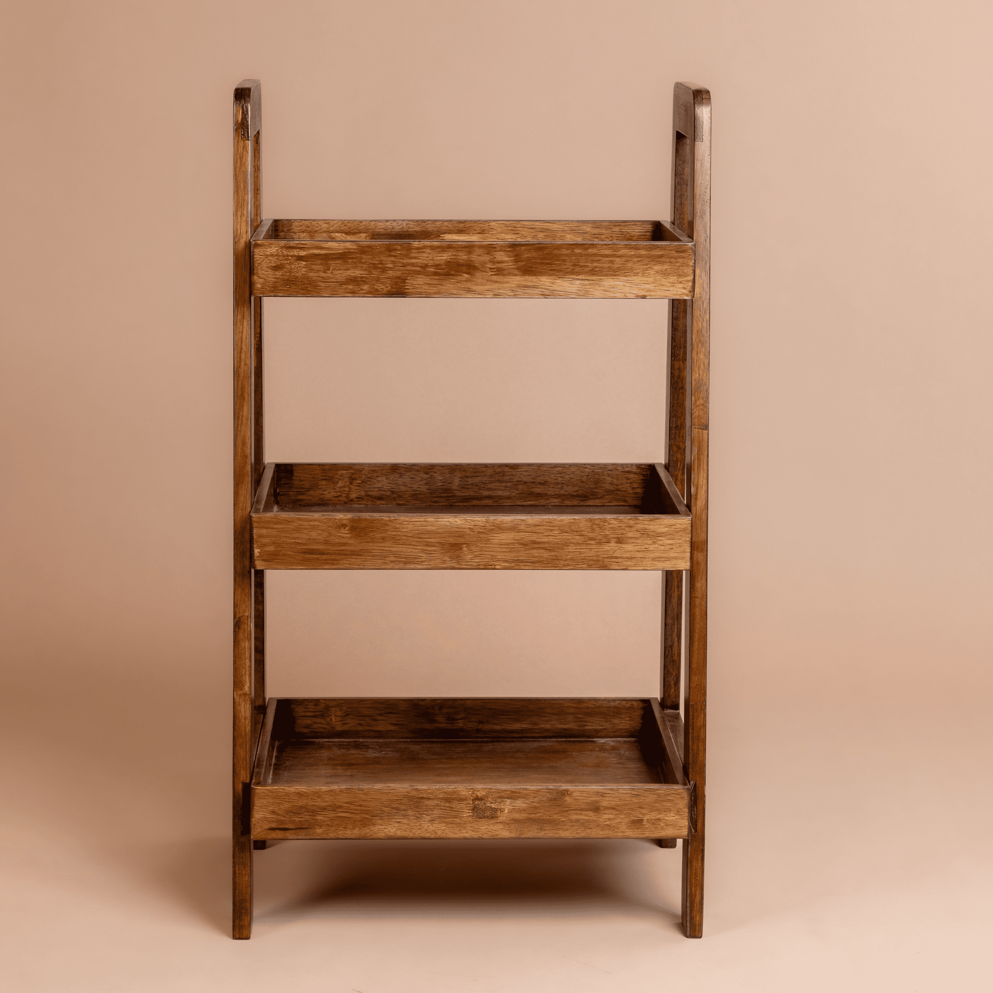 Solid Wood 3-Tier Shelf Rack: Wooden Corner Shelf (Walnut) – Wood Trendz