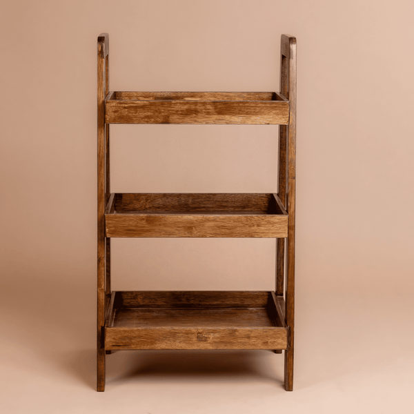 Solid Wood 3-Tier Shelf Rack (Walnut) : Organize Efficiently – Wood Trendz