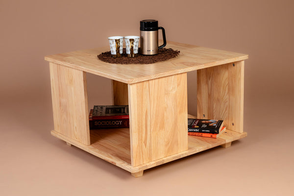 Homestead Square | Solid Wood Coffee Table with Open Storage – Wood Trendz