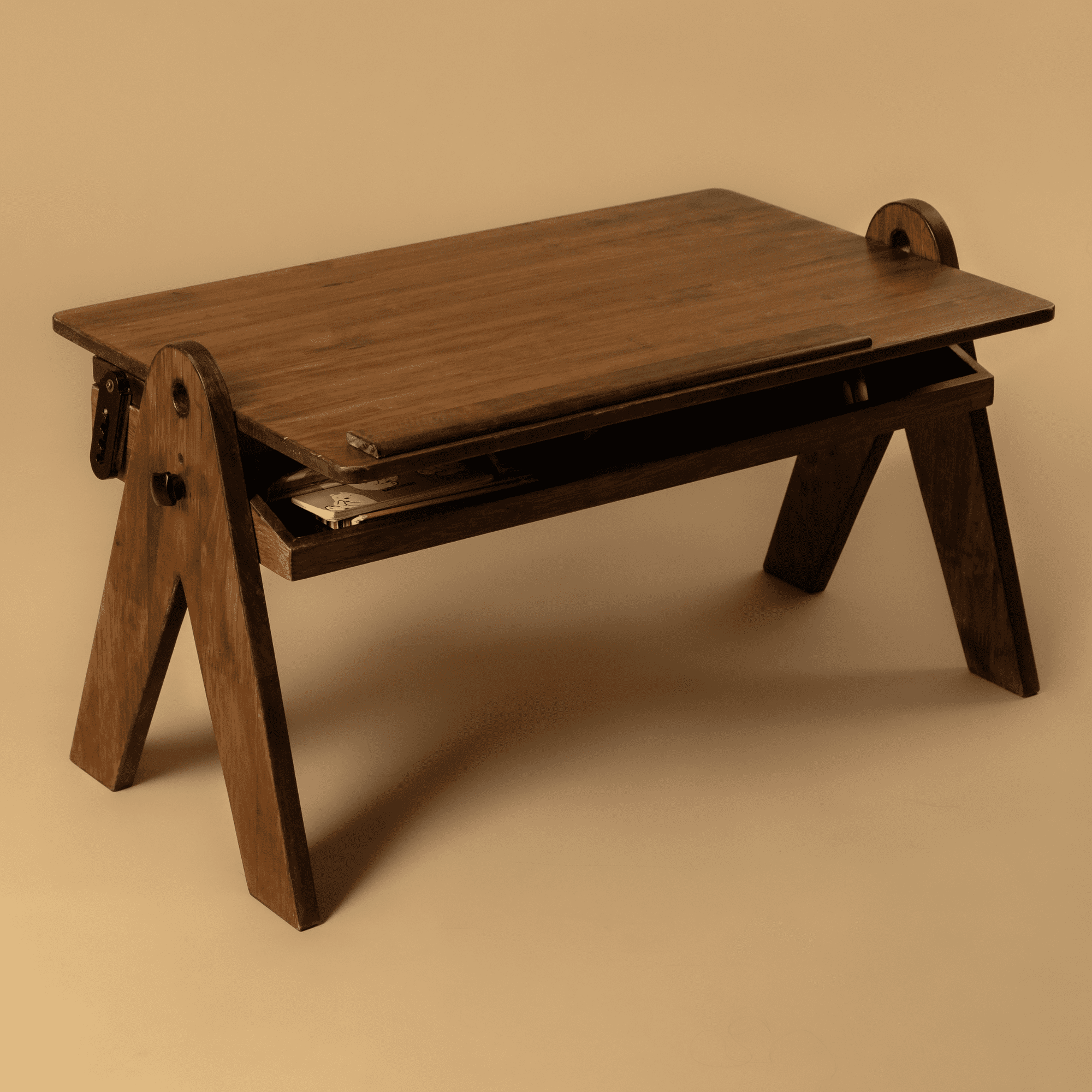 FlexiDesk: Adjustable Solid Wood Laptop Table with Storage – Wood Trendz